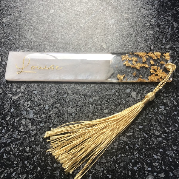 Pink and Gold Fully Customisable Bookmark With Tassel Personalised ...