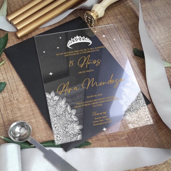 Invitations Quinceanera, Sweet 16 Invitation, Acrylic Quinceanera ...