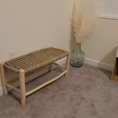 Moroccan Bench in Raw Wood and Natural Braiding 22 28 35 43 - Etsy