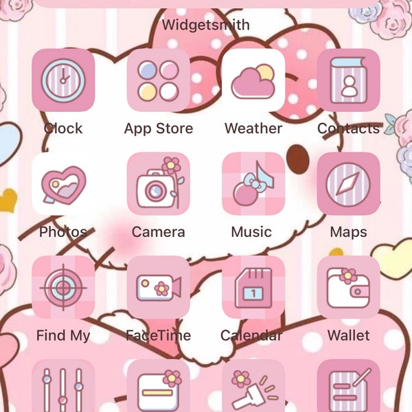 90+ Pink Kitty Cat | Ios Icons Pack, iPhone Theme, App Cover, Icons ...