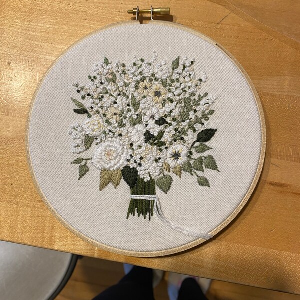 Custom Hand Embroidered KIT Wedding Bouquet / Anniversary Gift / Floral ...