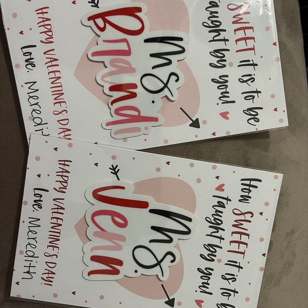 Custom Teacher Valentines Day Sticker + Valentines Gift for Teacher ...