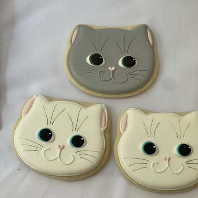 Cat Face Sugar Cookies 1 Dozen - Etsy