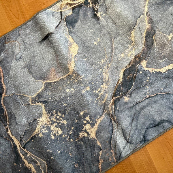 Gray and Gold Marble Rugs, Shimmery Rugs, Alcohol Ink Rug, Personalized ...