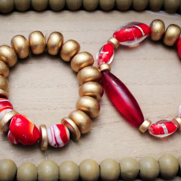 Gold Beads, Metallic Beads, Round Wood Beads, 20 Mm, Large Beads ...