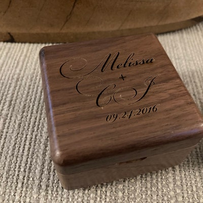 Custom Wedding Ring Box, Proposal Ring Box, Square Double Ring Box ...