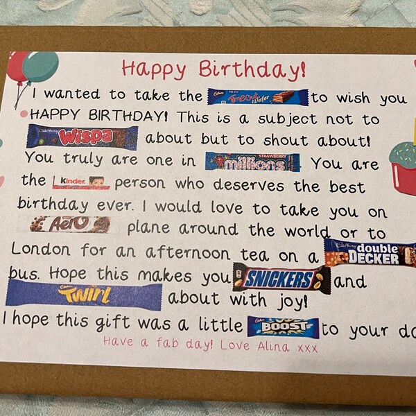 Personalised Birthday Poem Chocolate Treats Box Gift Hamper Sweet ...