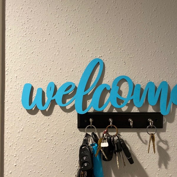 Wooden Welcome Word Cutout, Script Welcome Sign, Painted Welcome Sign ...