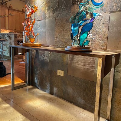 Cherry River Console Table With Blue Resin/epoxy - Etsy