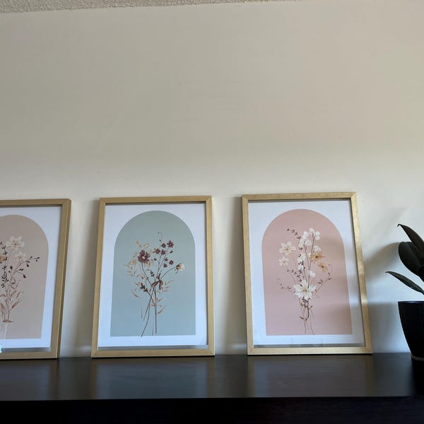 Watercolor Flower Prints Set of 3, Wildflowers Floral Art, Gallery Wall ...