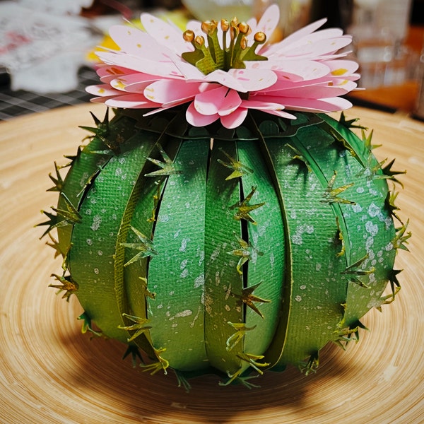 DIY 3D Blooming Cactus, No Glue Template, PDF and SVG Files for Instant ...