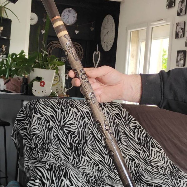 Black Elegant Walking Stick for Ladies Vine, Hand Carved Cane for ...