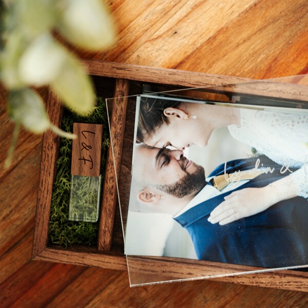 Wood Photo Box for Photo 4x6 & USB Box Holder 4"x6" Proof Box USB Stick ...