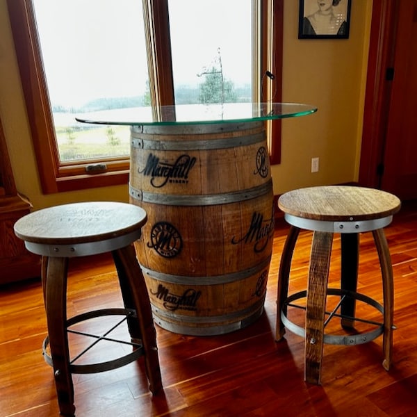 Swivel Top Wine Barrel Stave Bar Stool 24" 26" 30" Sit Height Rustic ...