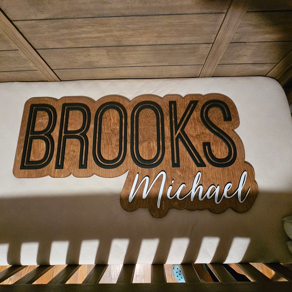 Large Wood Name Sign, Nursery Name Sign, Hunter Nursery , Above Crib ...