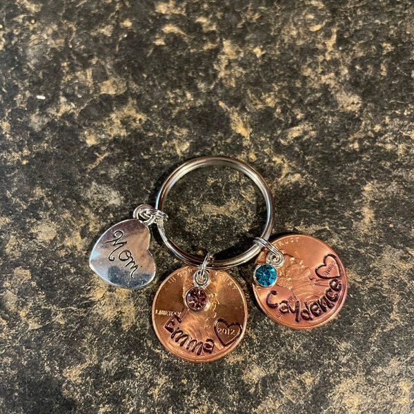 Mom Penny Birthstone Keychain, Mom Keychain, Penny Keychain, Custom ...