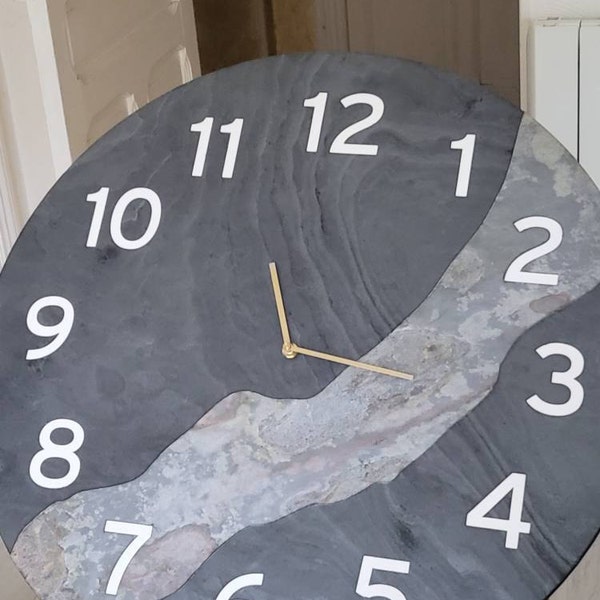 Slate Type Stone Wall Clock Mixed With Rustic, NO Seconds Hand ...