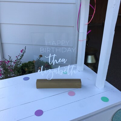 Acrylic Birthday Sign, Happy Birthday Sign, Birthday Party Sign ...
