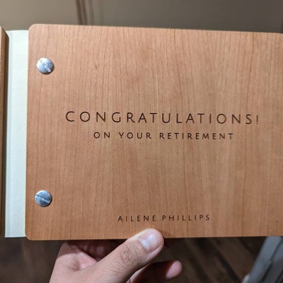Personalized Retirement Book Wooden Guest Book With Custom Engraved ...