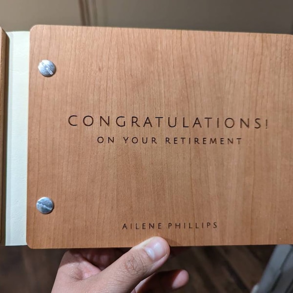 Personalized Retirement Book - Wooden Guest Book With Custom Engraved ...