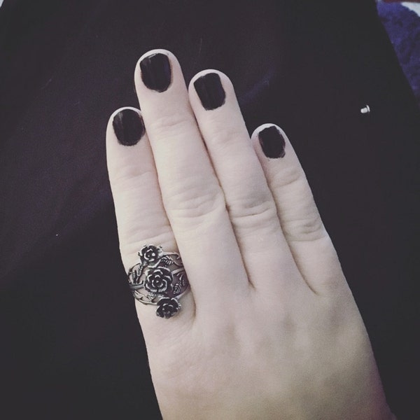 Triple Mini Rose Ring, Rose Ring, Handmade Ring, Sterling Silver Ring ...