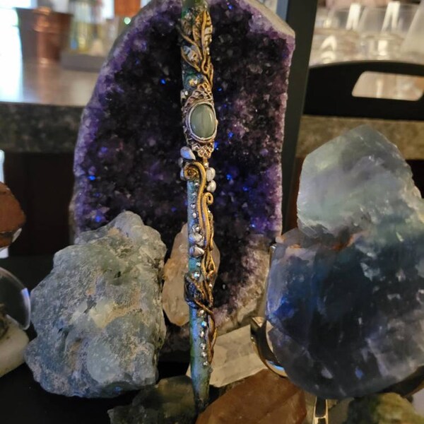 Magical Wand Pentacle and Moon. Black and Silver. Wiccan Wand. Fantasy ...