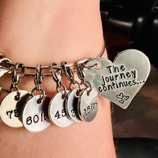 Weight Loss Tracker Bracelet, Weight Milestone Bangle Bracelet, Weight ...