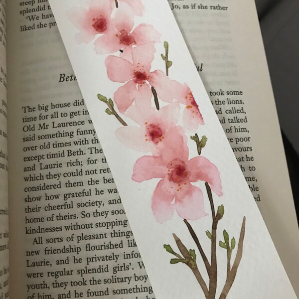 Hand Painted Bookmark. Blue Floral Detail. Watercolour Bookmark. Blue ...