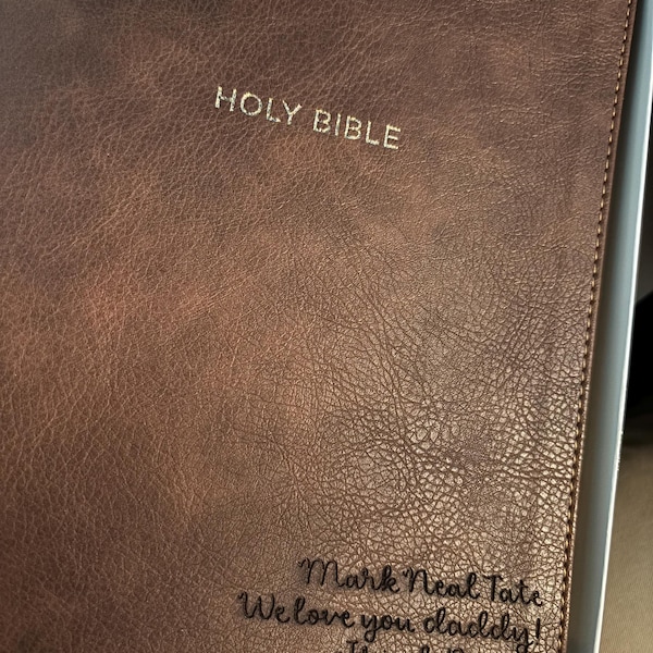 NIV Journaling Bible Gold Cross - PERSONALIZED - Brown Journaling Bible ...
