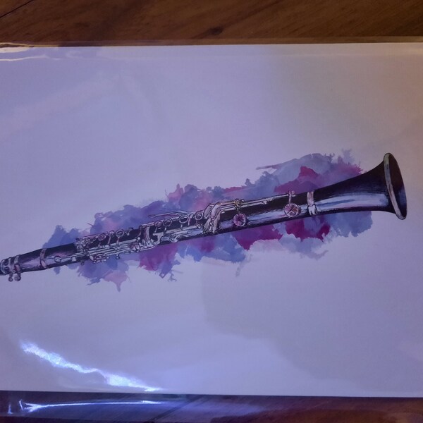 Baritone Saxophone Colour Pencil Drawing Greeting Card, Illustration by ...