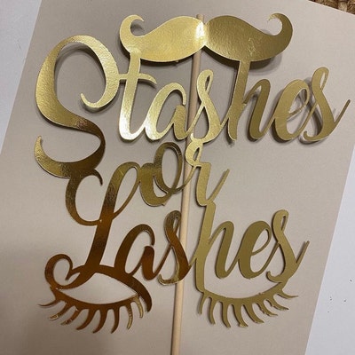 Stashes or Lashes Gender Reveal Baby Cake Topper Svg Dxf Png Jpg ...