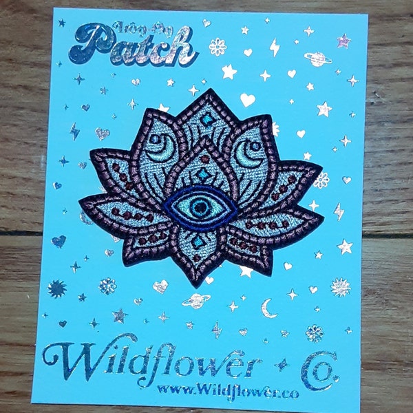 Lotus - Evil Eye Patch - Iron on Embroidered Patches - Mystical - Bohemian - Festival - Free ...