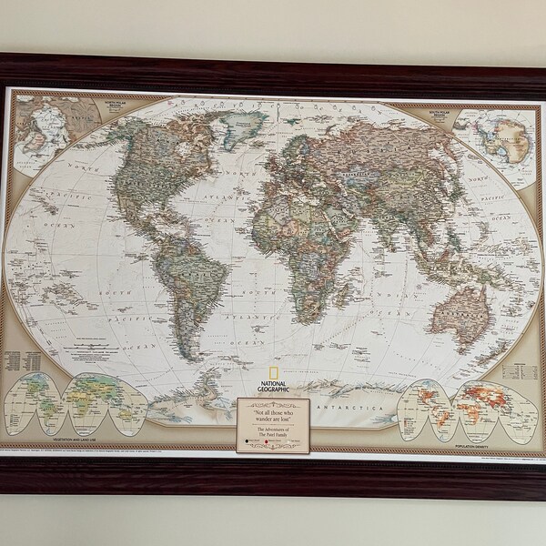 CANVAS Personalized Executive World Travel Map -push Pin Travel Map ...