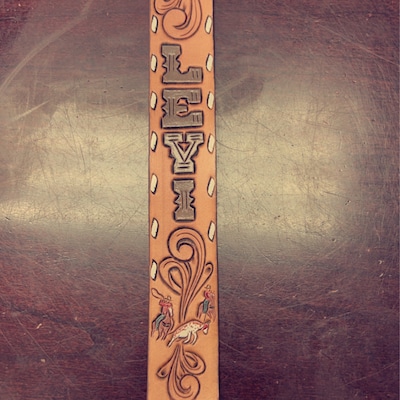 Western Tooled Leather Pacifier Clip - Etsy