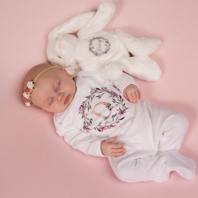 Personalised Baby Girl Sleepsuit, New Baby Sleepsuit, Welcome to the ...