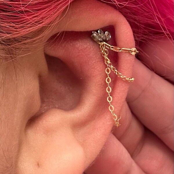 Hidden Helix Dangle Double Chain, Helix Chain, Chain Piercing, Helix ...