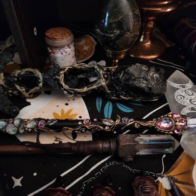 Magic Wand Black Tourmaline Crow's Skull Wand With BOX - Etsy