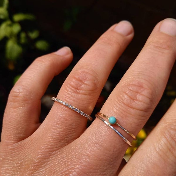 Dainty Turquoise Ring | 14K Gold Filled | Stacking Ring | Gemstone Ring | Birthstone Ring ...
