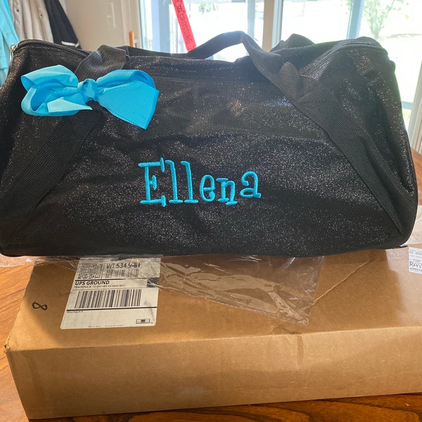 Glitter Dance Bag Monogrammed Cheer Bag Black Glitter Duffel Overnight ...