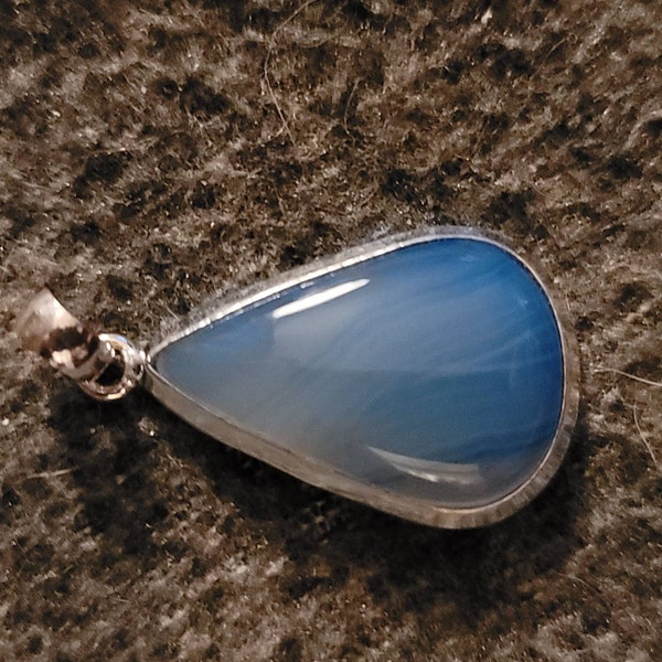 Blue Banded Agate Pendant 925 Sterling Silver Pendant Banded Agate ...