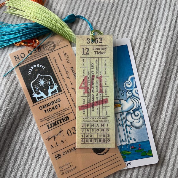 Vintage Ticket Bookmarks With Tassels | Set of Four Bookmark Set ...