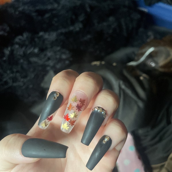 Fall Leaves Press on Nails | Glue on Nails | Stick on Nails | Fake ...