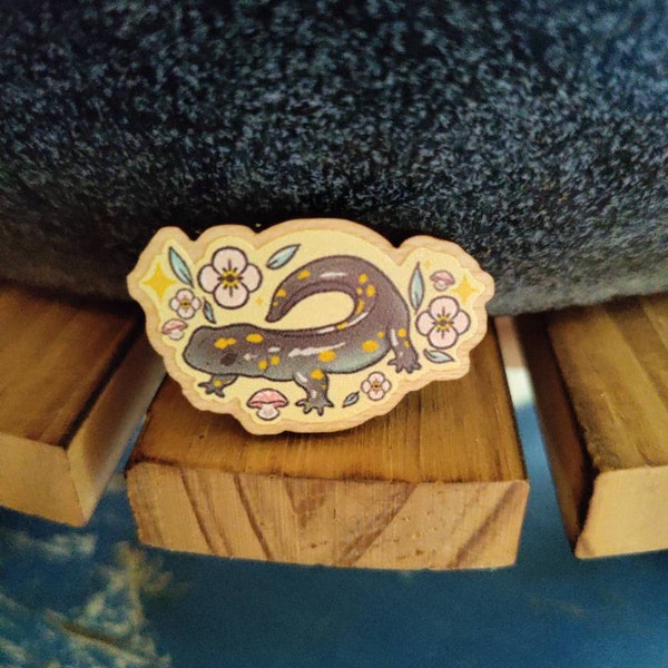 Wooden Salamander Pin | Wooden Pin | Salamander Pin | Wood Pin - Etsy