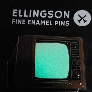 Woodgrain Television Glow in the Dark Enamel Pin With - Etsy