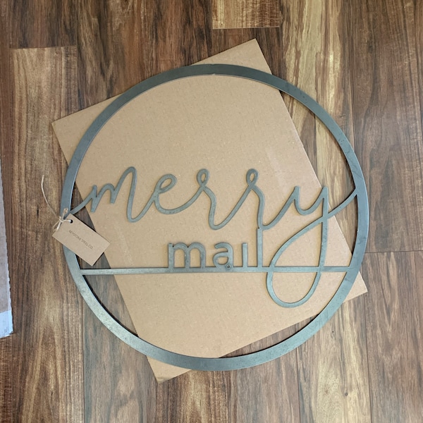 Merry Mail Christmas Card Display - Script Font - Etsy