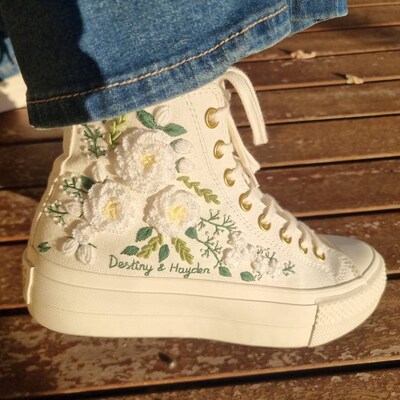 Custom Embroidered Converse High Tops Chuck Taylor 1970s/ Embroidered ...