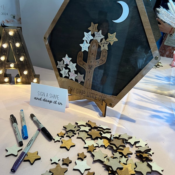 Succulent Theme 3D Dropbox Baby Shower Guestbook Alternative, Desert ...