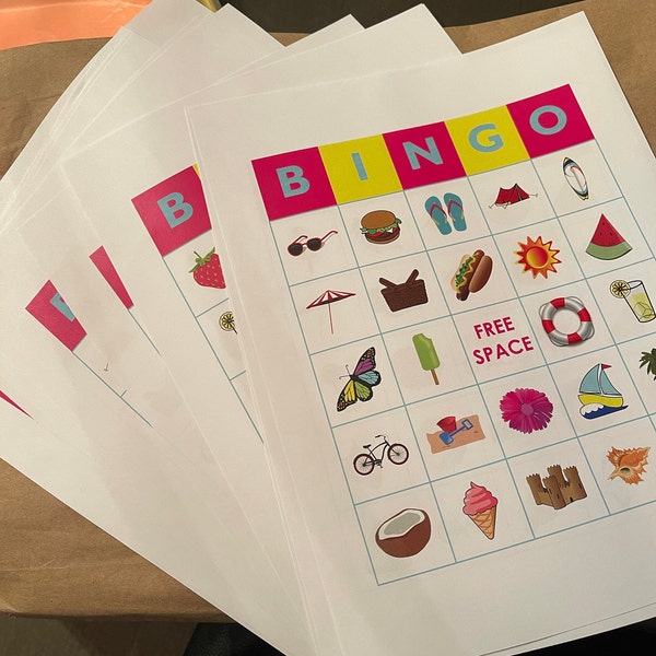 Summer Bingo Cards, 100 Cards, 1 per Page, PDF Download, Instant ...