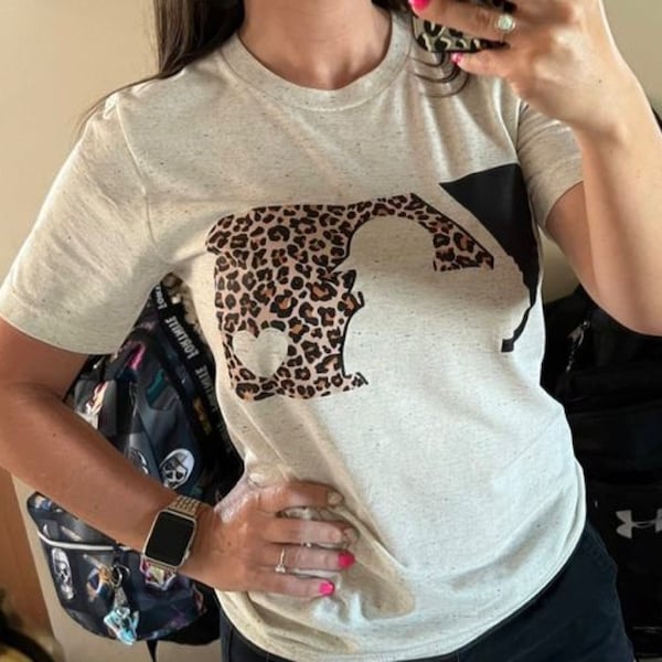 SPORTS BLEACHED TSHIRT / Baseball Leopard Tee/ Leopard Bleached T-shirt ...