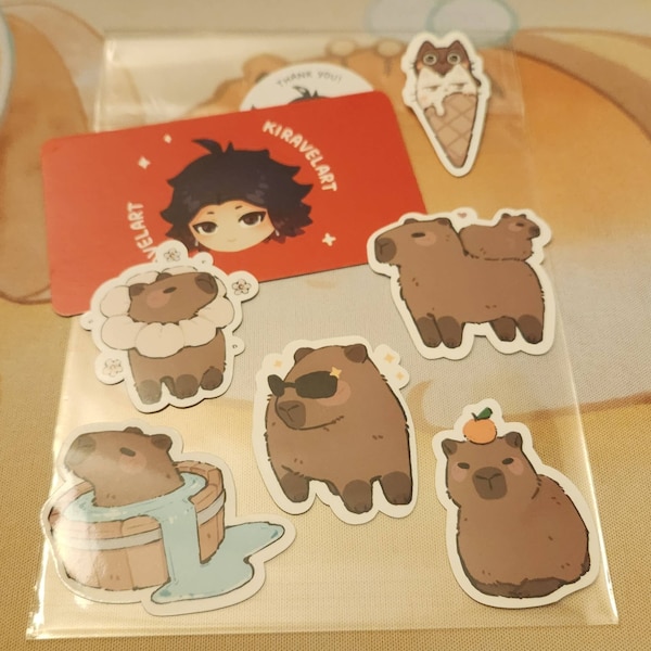 Cute Capybara Sticker Set | Cute Capybaras Sticker Pack Waterproof ...